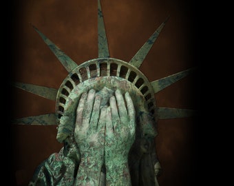 Statue of Liberty Covering Her Face in Disgust, Surrealism, JPG ...