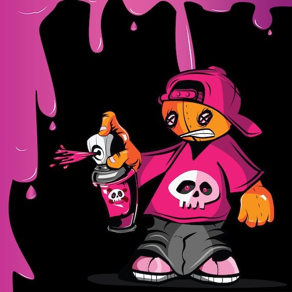 Pink Spray Paint Tagger Vector Painter With Paint Dripping - Etsy
