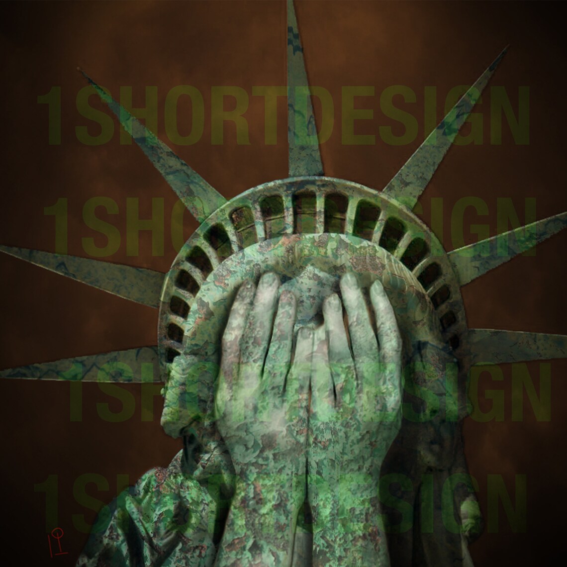 Statue of Liberty Covering Her Face in Disgust, Surrealism, JPG ...
