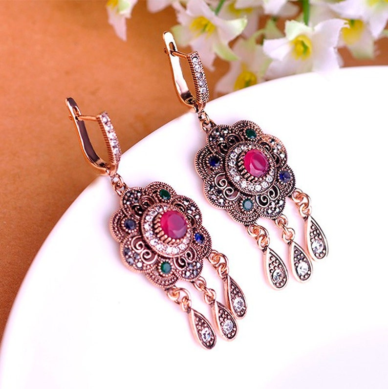 Antique Gold Handcrafted Vintage Turkish Jewelry Set Necklace ...