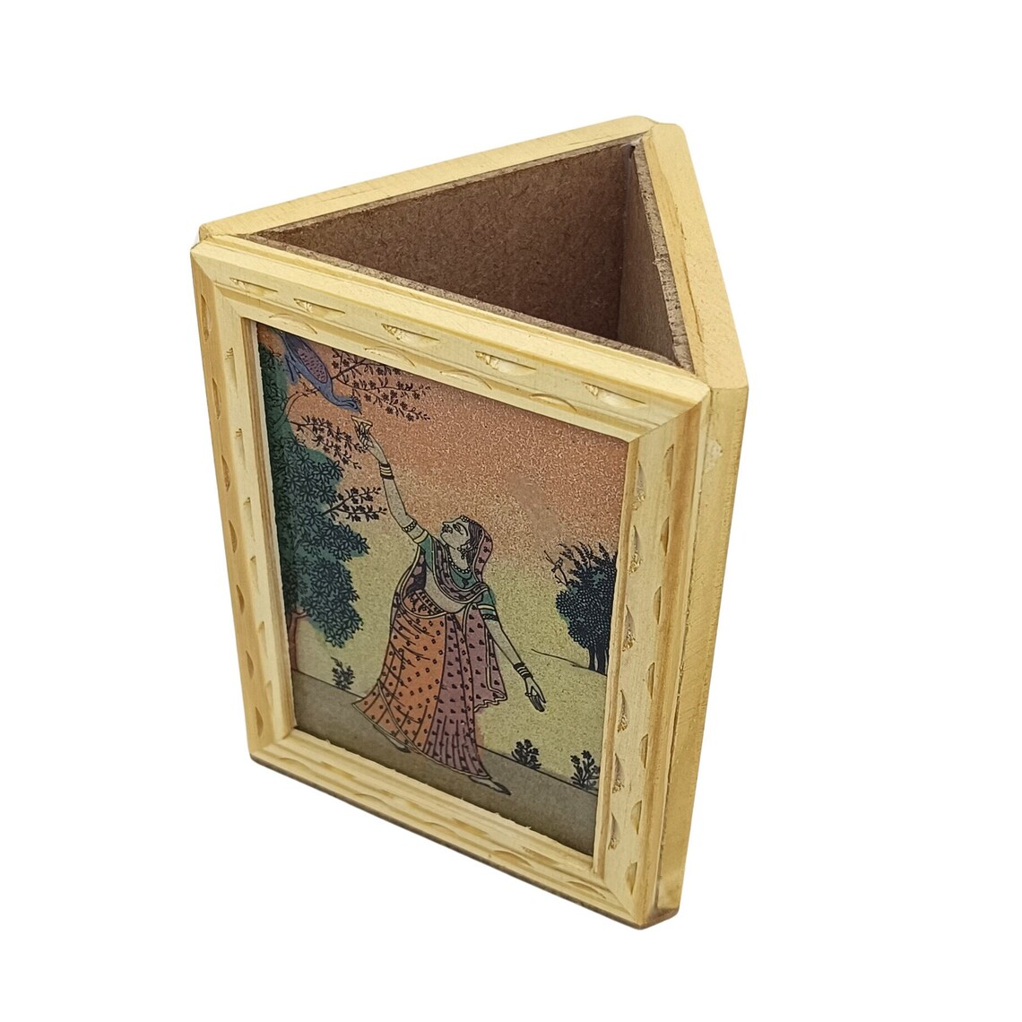 Handmade Wooden Triangle Shape Pen Stand With Gemstone - Etsy