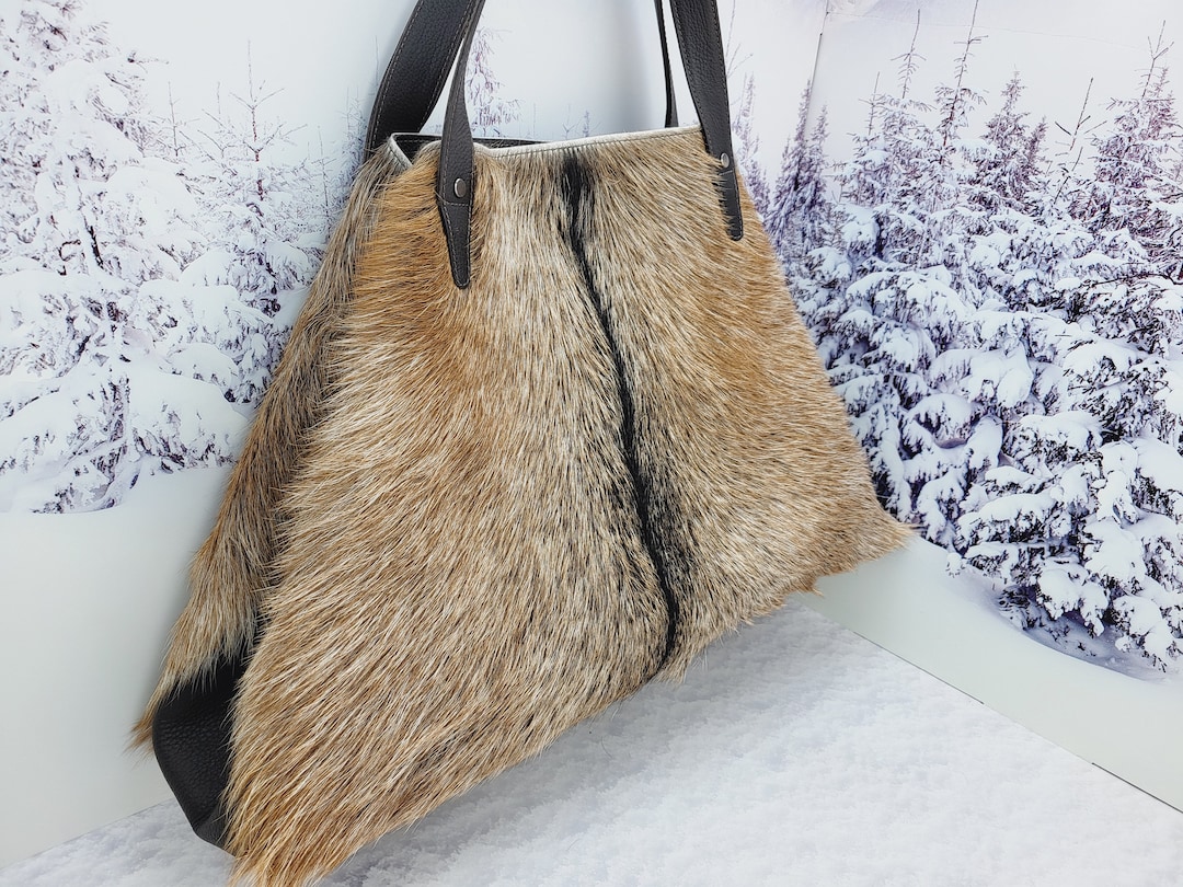 Real Fur Huge Shopping Bag Large Goat Fur Tote Oversized Bag - Etsy