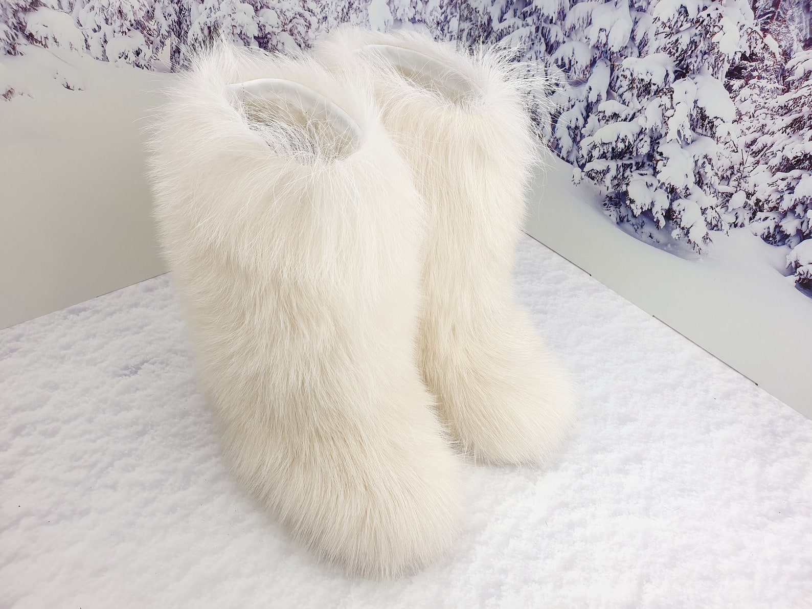 White Fur Boots for Women Long Fur Boots Yeti Boots White | Etsy