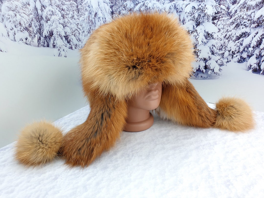Real Red Fox Fur Women Winter Trapper Hat Ushanka Style Ears Flap - Etsy