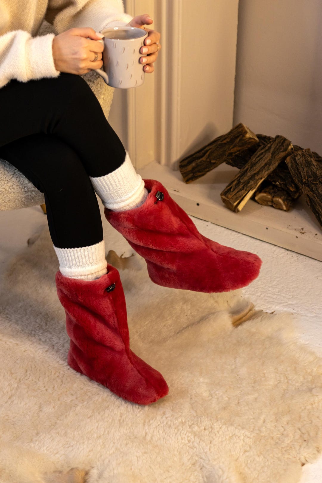 Sheepskin Indoor Booties, House Booties, Real Fur Home Slippers for All ...