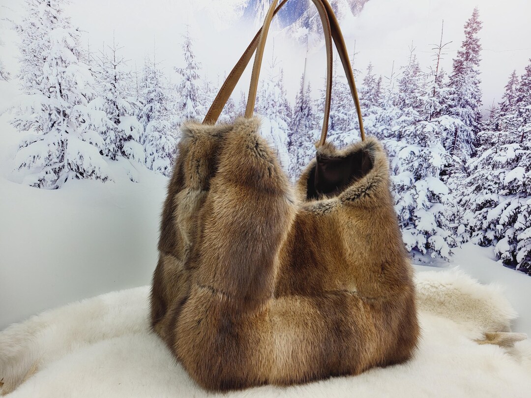 Real Musk Beaver Fur Shopping Bag Women Genuine Fur Purse - Etsy