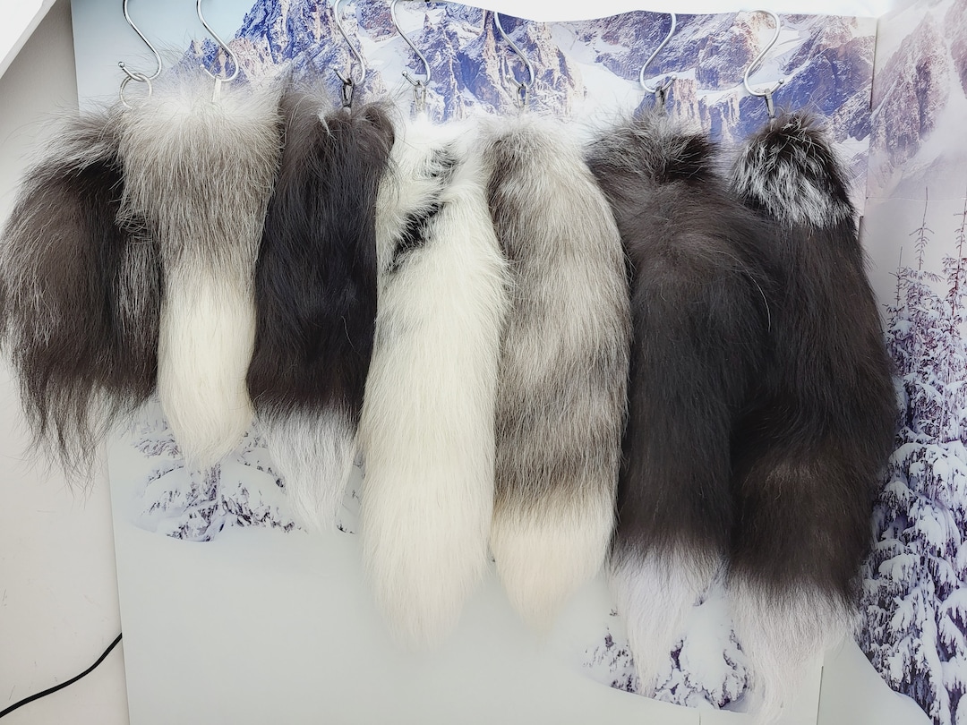 Ethical Farm Fur Real Arctic Fox Bushy Tail for Costumes Fur Keychain ...
