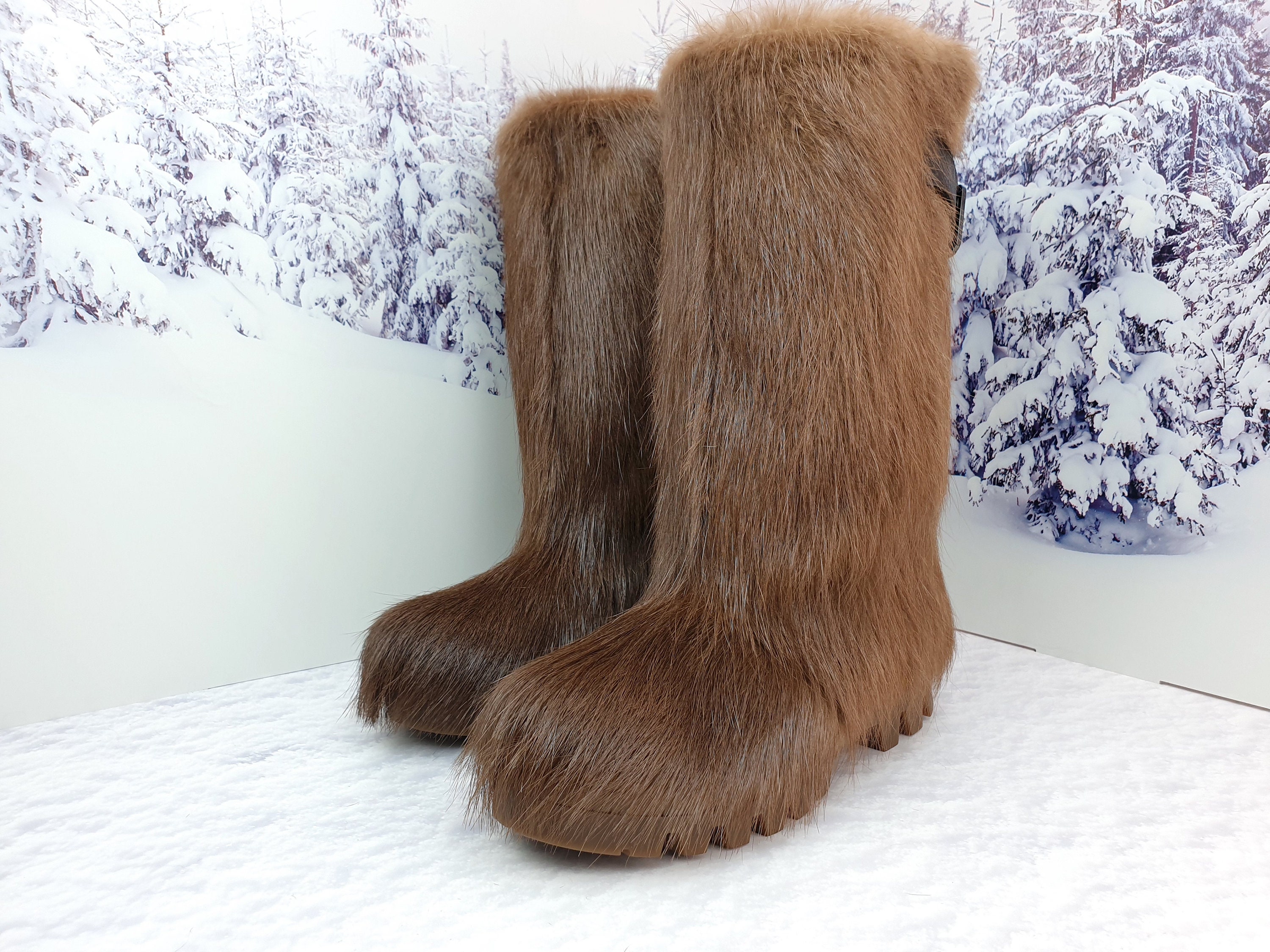 Long Fur Boots for Men, Mukluks,viking Boots, Yeti Boots, Natural ...