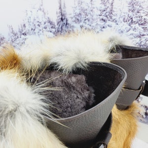 High Fox Fur Long Boots, Womens Genuine Red Fox Fur Boots, Furry Snow ...