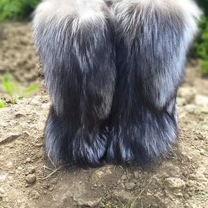 Gray Silver Fox Fur Boots Exclusive Winter Boots for Women - Etsy