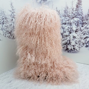 Super Shaggy Real Llama Fur Women Different Color Outdoor Winter Long ...