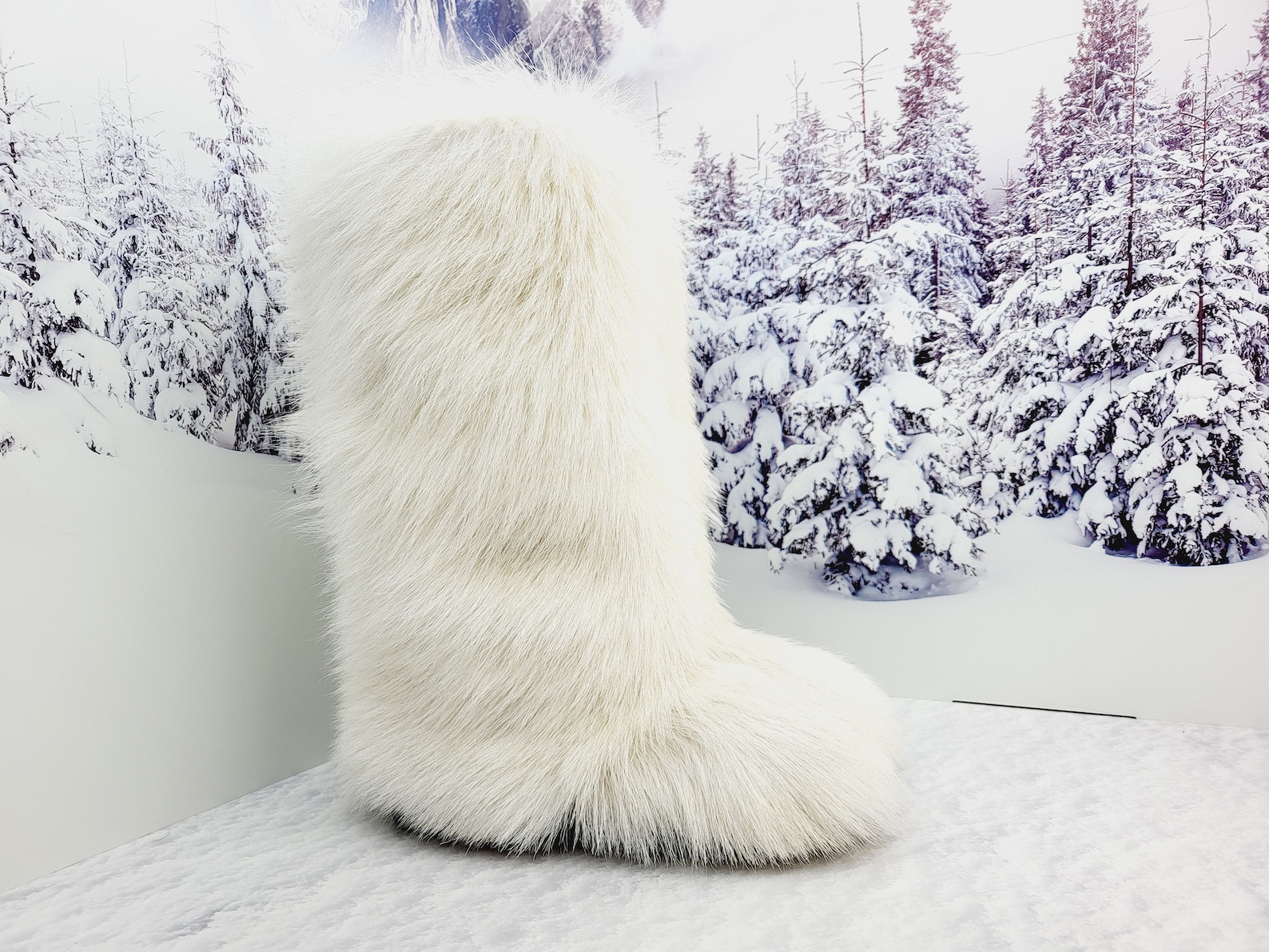 White Goat Fur Knee Yeti Fur Boots Winter High Fur Boots - Etsy