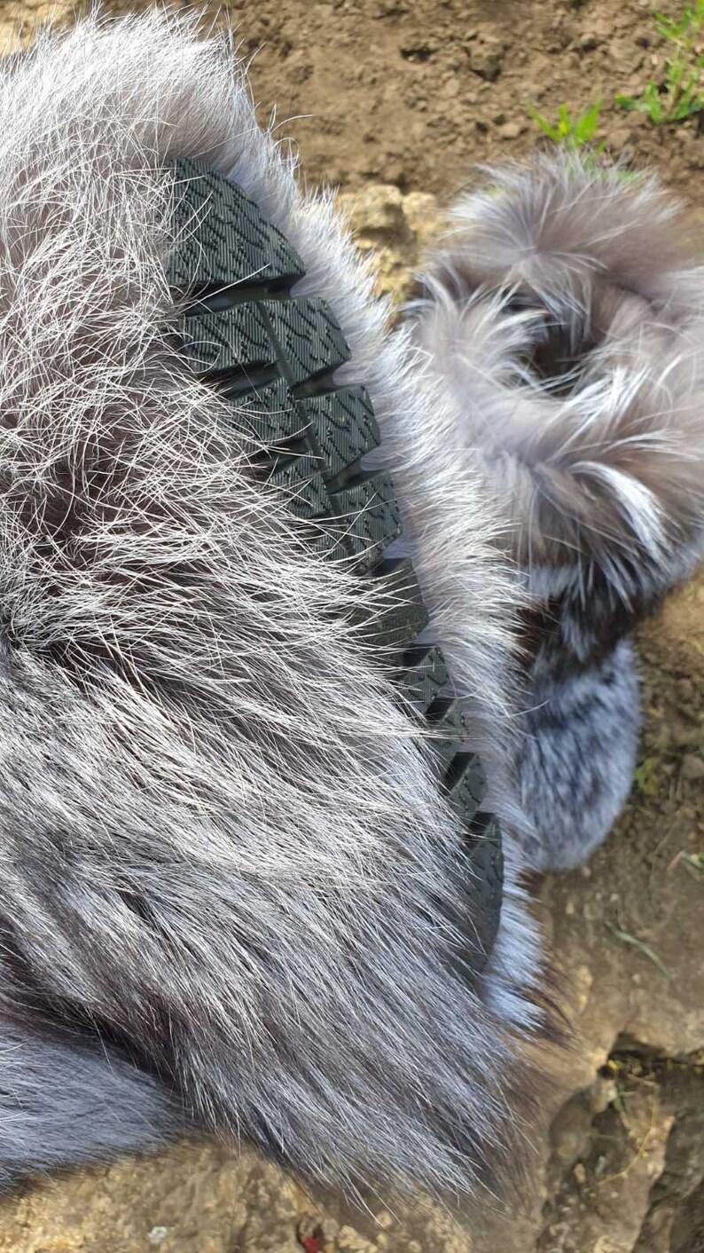 Gray Silver Fox Fur Boots Exclusive Winter Boots for Women - Etsy