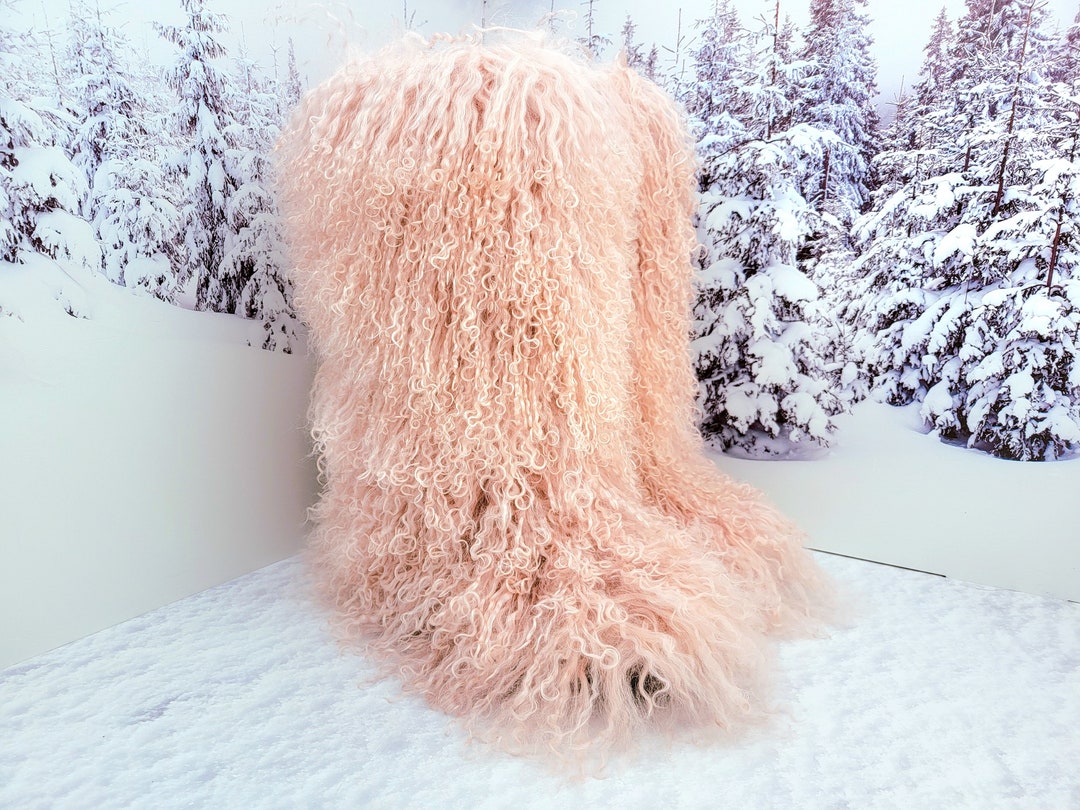 Super Shaggy Real Llama Fur Women Different Color Outdoor Winter Long ...
