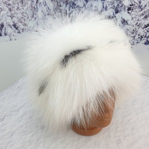 White Arctic Fox Fur Winter Hat Snow Trapper Hat - Etsy