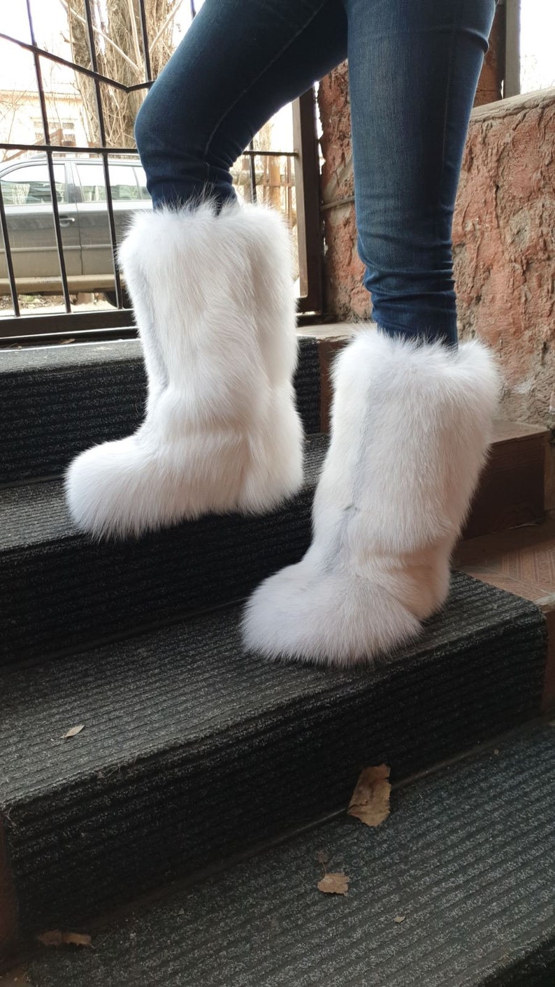 White Arctic Fox Fur Boots for Women Winter Fur Boots Mukluks - Etsy