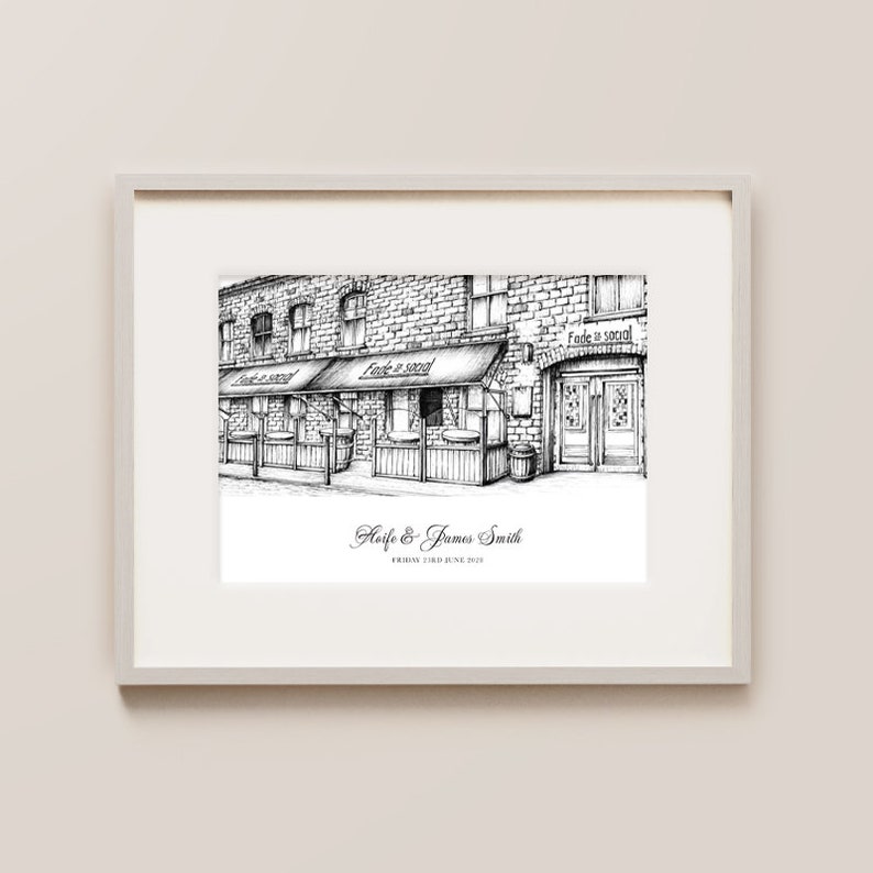 Fade Street Social Dublin Venue Print, Hand-drawn Wedding Gift - Etsy