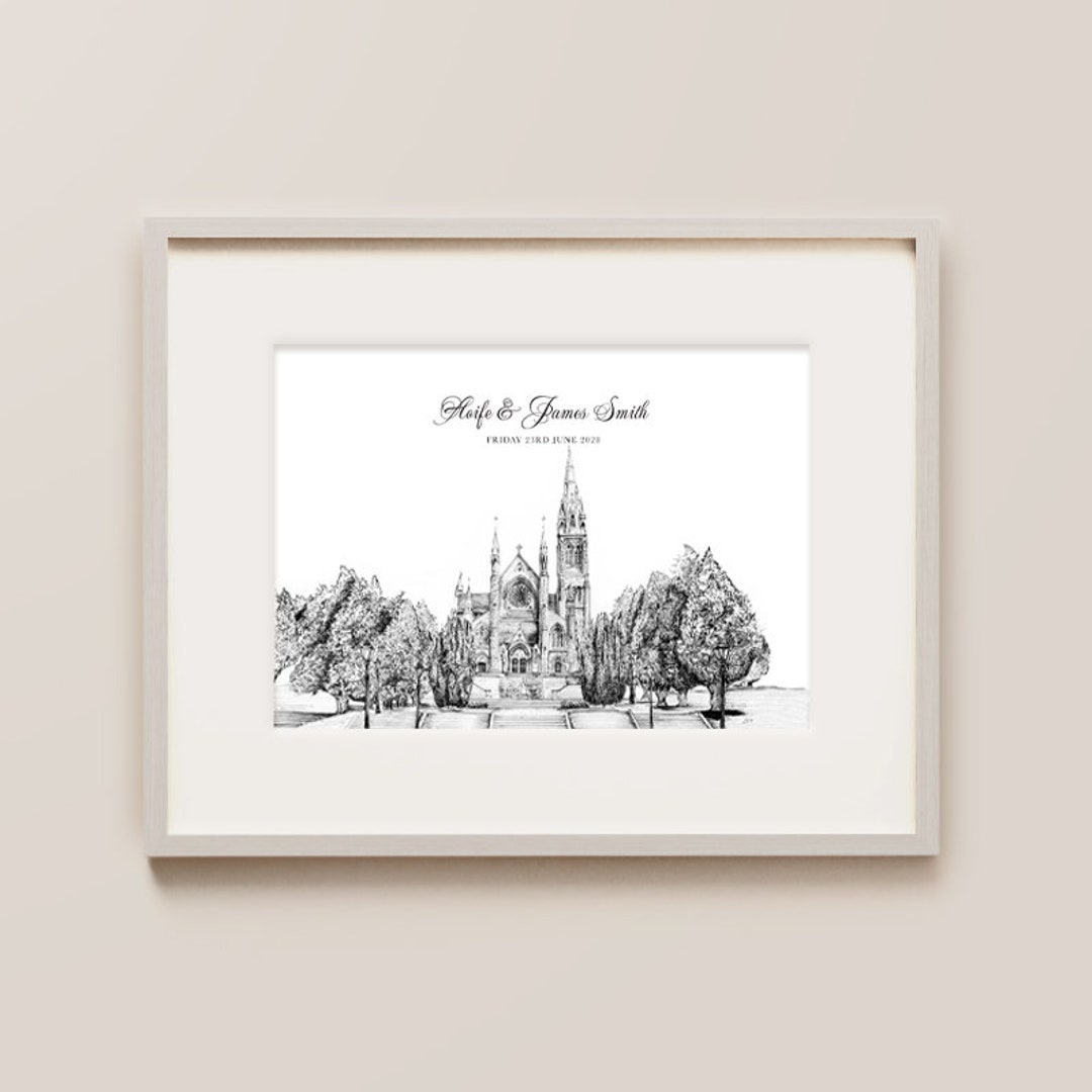 Saint Macartan's Cathedral Art Print: Hand-drawn Wedding Venue ...
