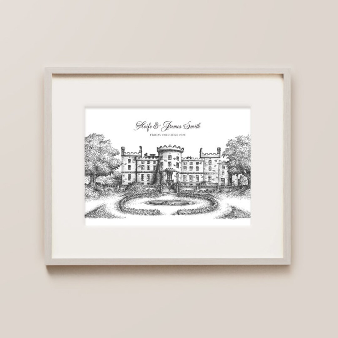 Markree Castle, Art Print, Hand Drawn Ink Illustration, Wedding Gift ...