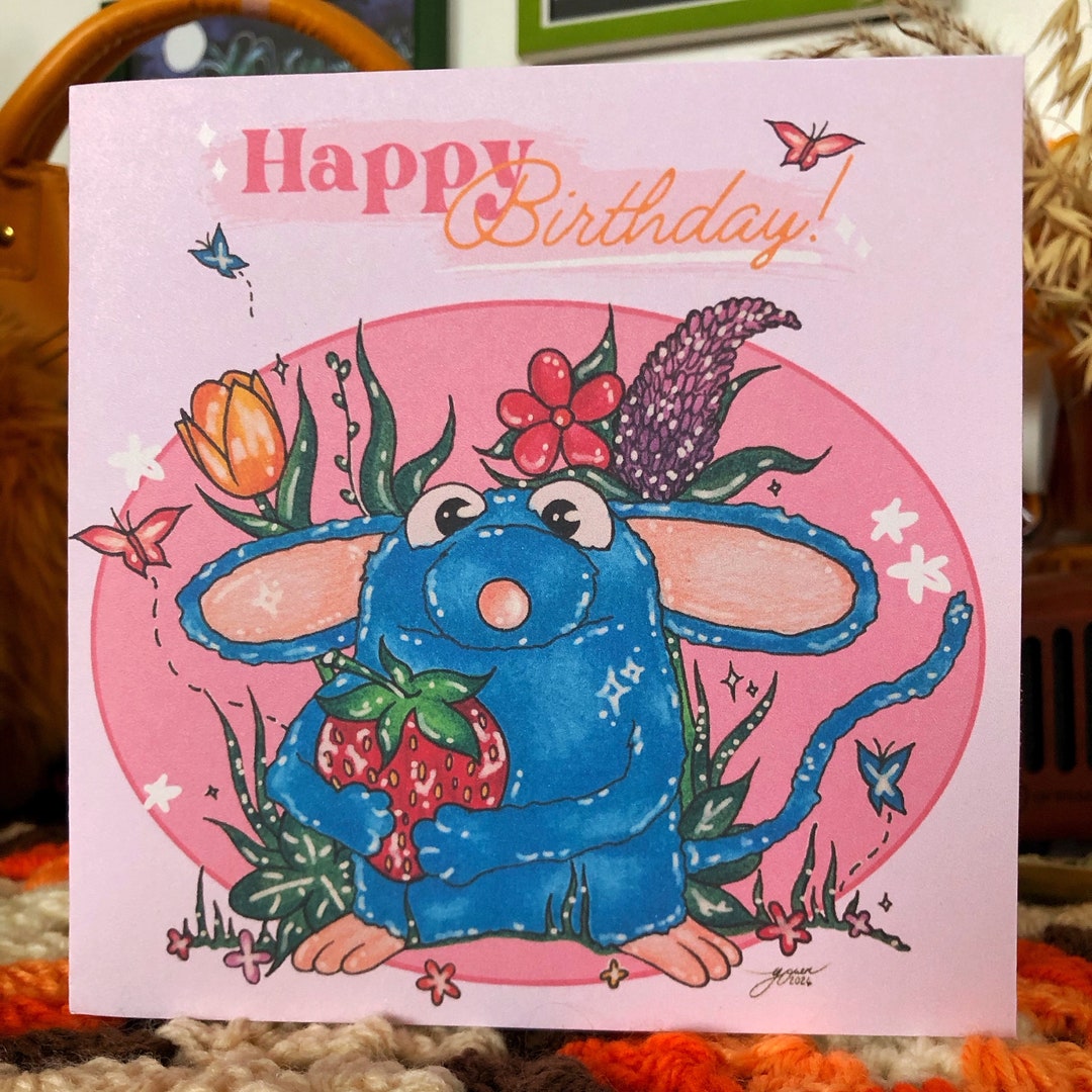 Tutter Mouse Garden Birthday Card Greetings Card by Graceowenart 5.8 X ...