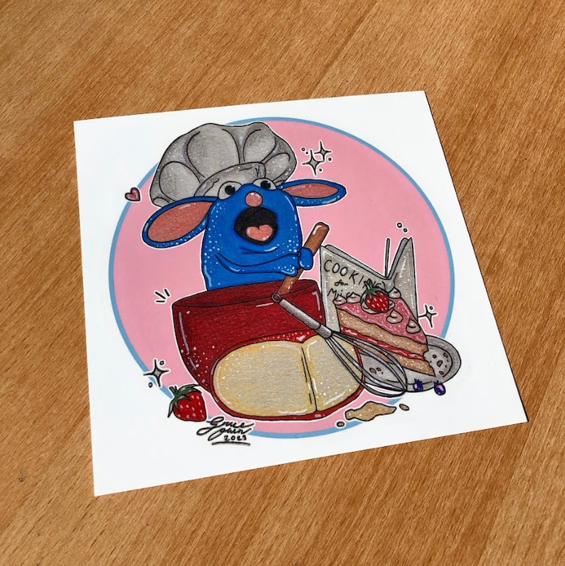 Tutter Mouse Baking, A6 Mini Print by Graceowenart 5 X 5 Inches, Art ...