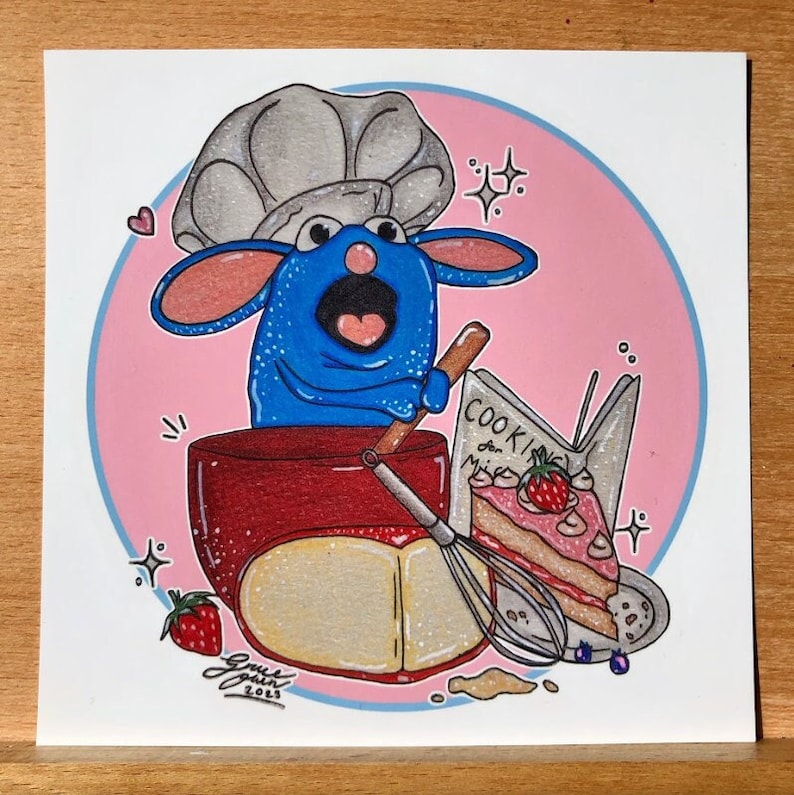 Tutter Mouse Baking, A6 Mini Print by Graceowenart 5 X 5 Inches, Art ...