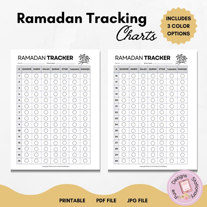 Ramadan Chart Printable Digital Tracker for Kids: Homeschool and ...