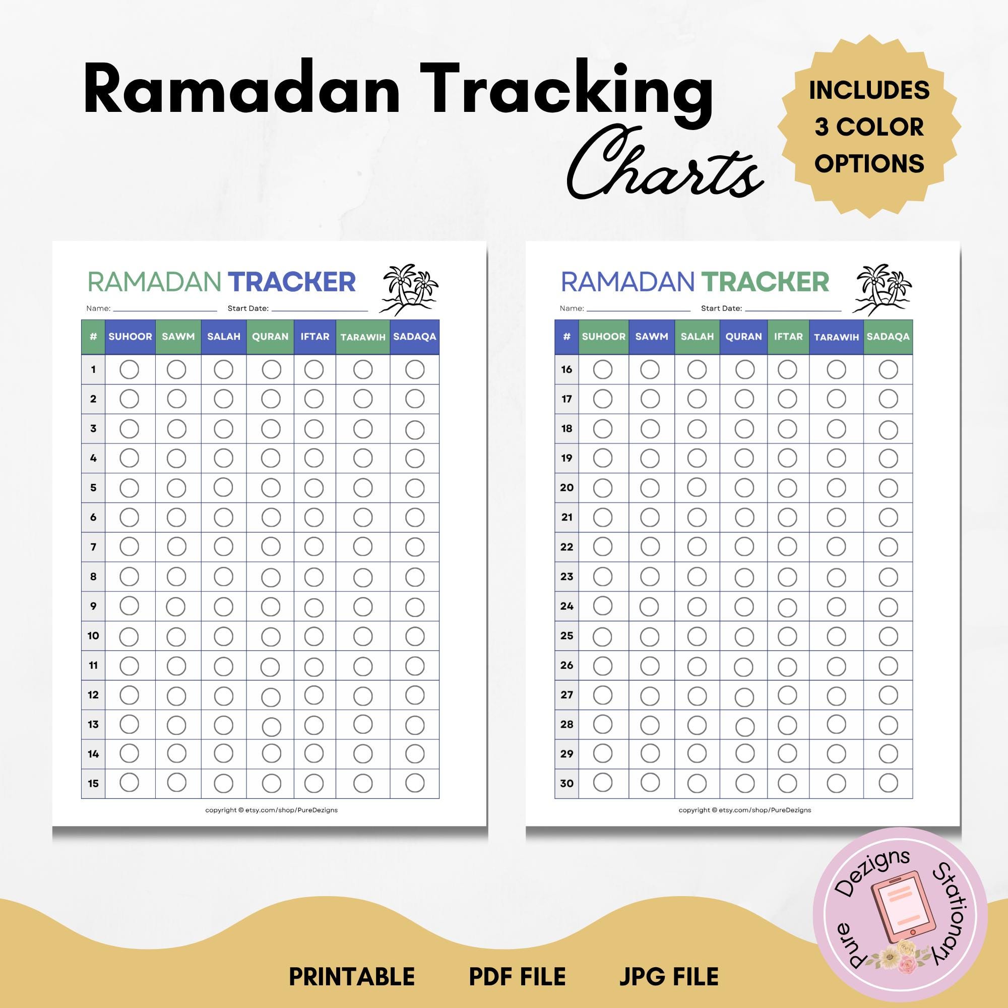 Ramadan Chart Printable Digital Tracker for Kids: Homeschool and ...