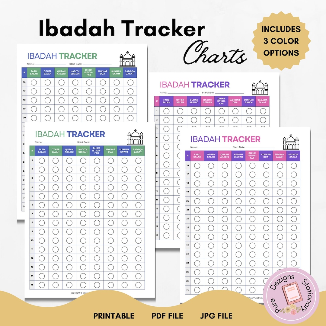 Ibadah Tracker Chart: Homeschool Printable for Kids (PDF) - Etsy