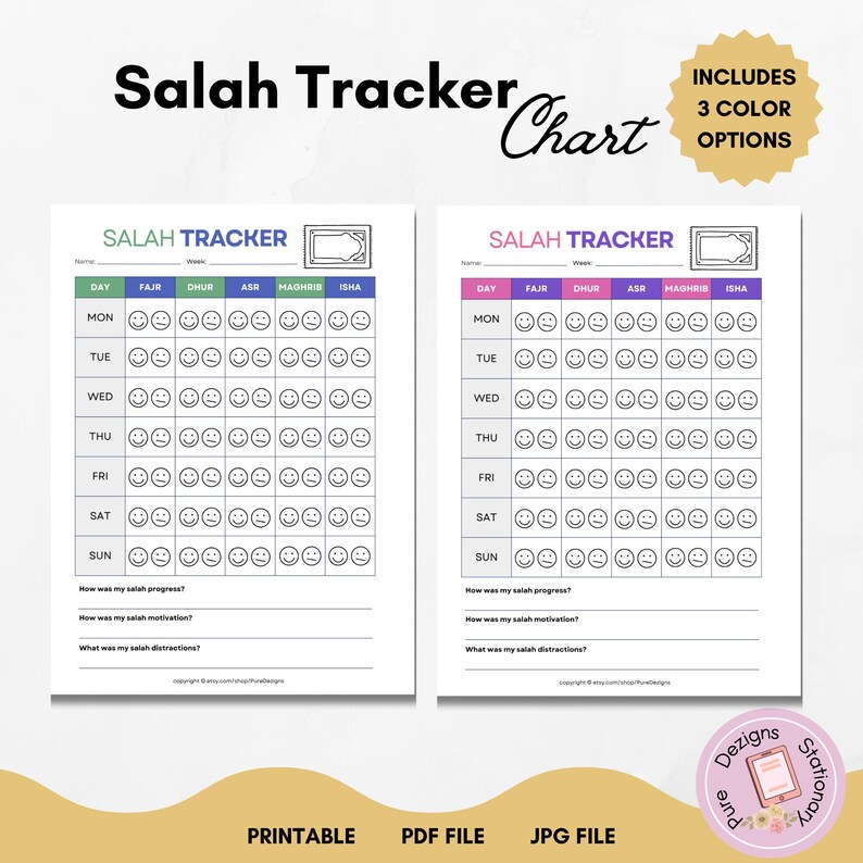 Salah Tracker Chart: Muslim Kids Homeschool Printable (digital Download ...