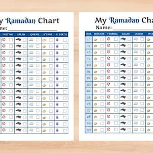 Printable Ramadan Tracking Charts for Muslim Kids in 3 Colors for ...