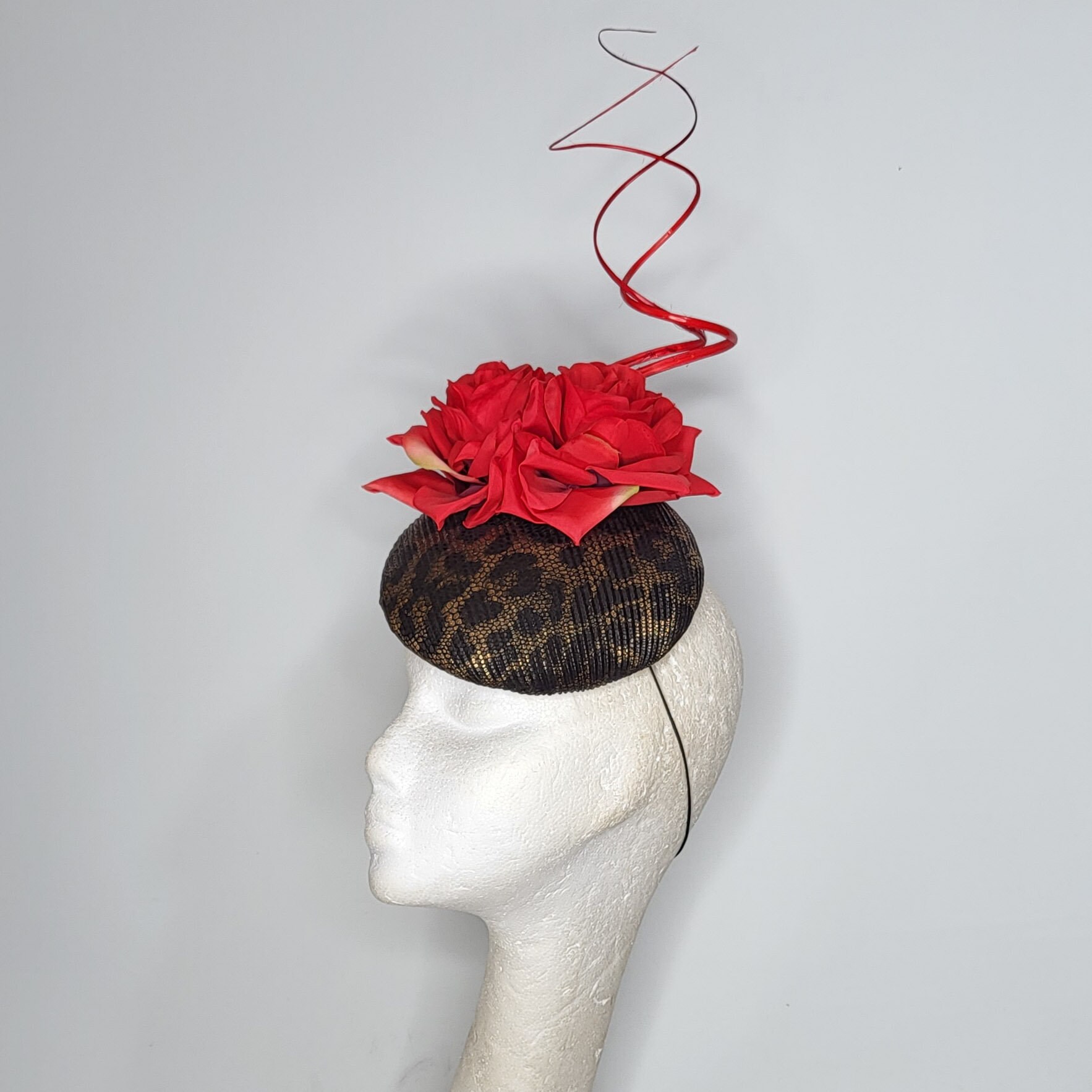 Leopard Print and Red Fascinator - Etsy