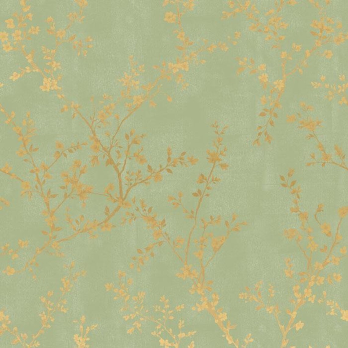 Green & Gold Metallic Cherry Blossom Wall Mural Hanami, Luxury ...