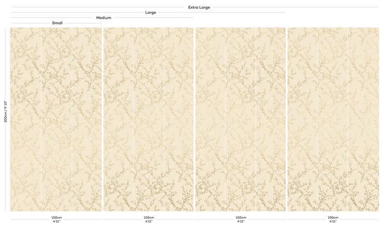 Cream & Gold Metallic Cherry Blossom Wall Mural Hanami, Luxury ...