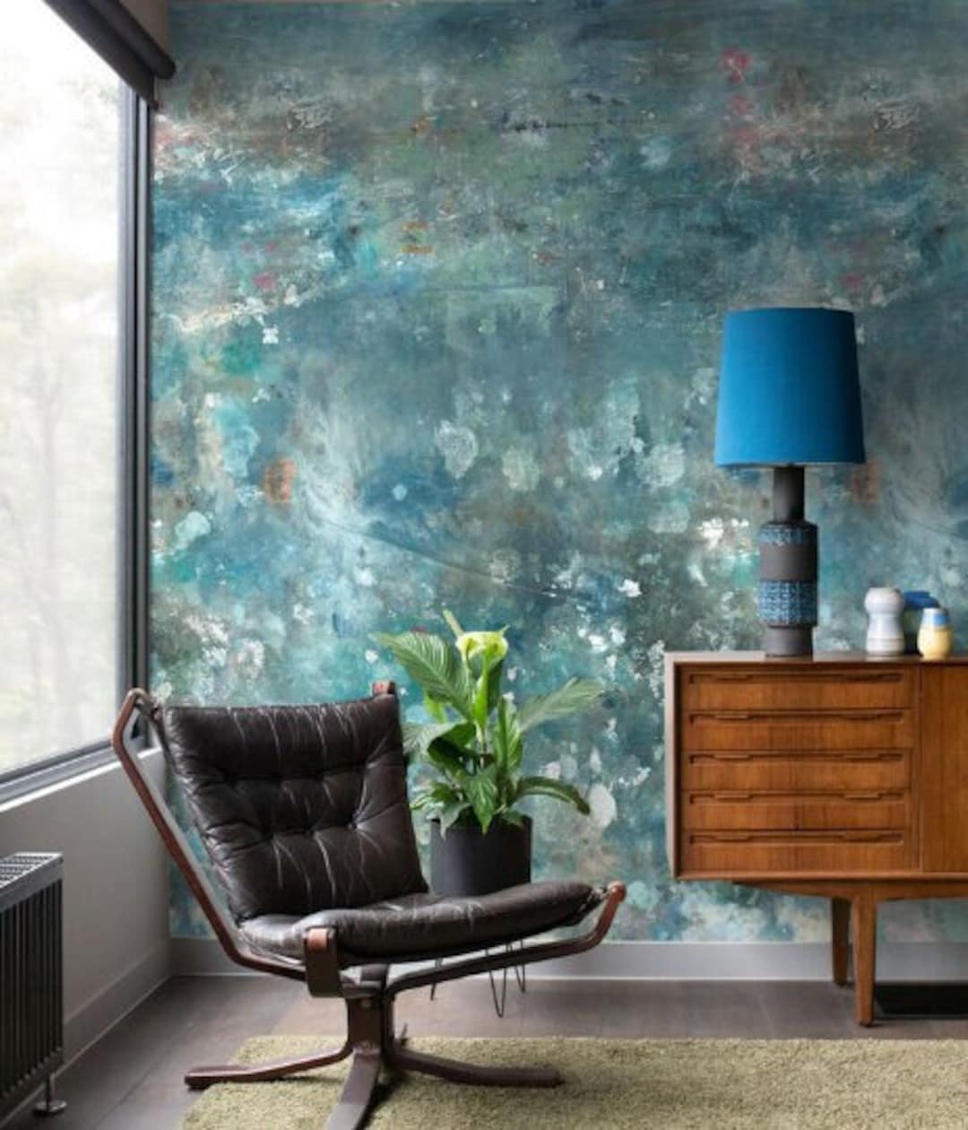 Watercolour Blue Abstract Wallpaper, Paste the Wall Mural, Removable ...