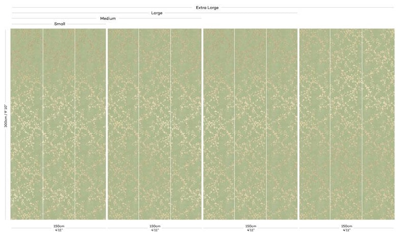 Green & Gold Metallic Cherry Blossom Wall Mural Hanami, Luxury ...