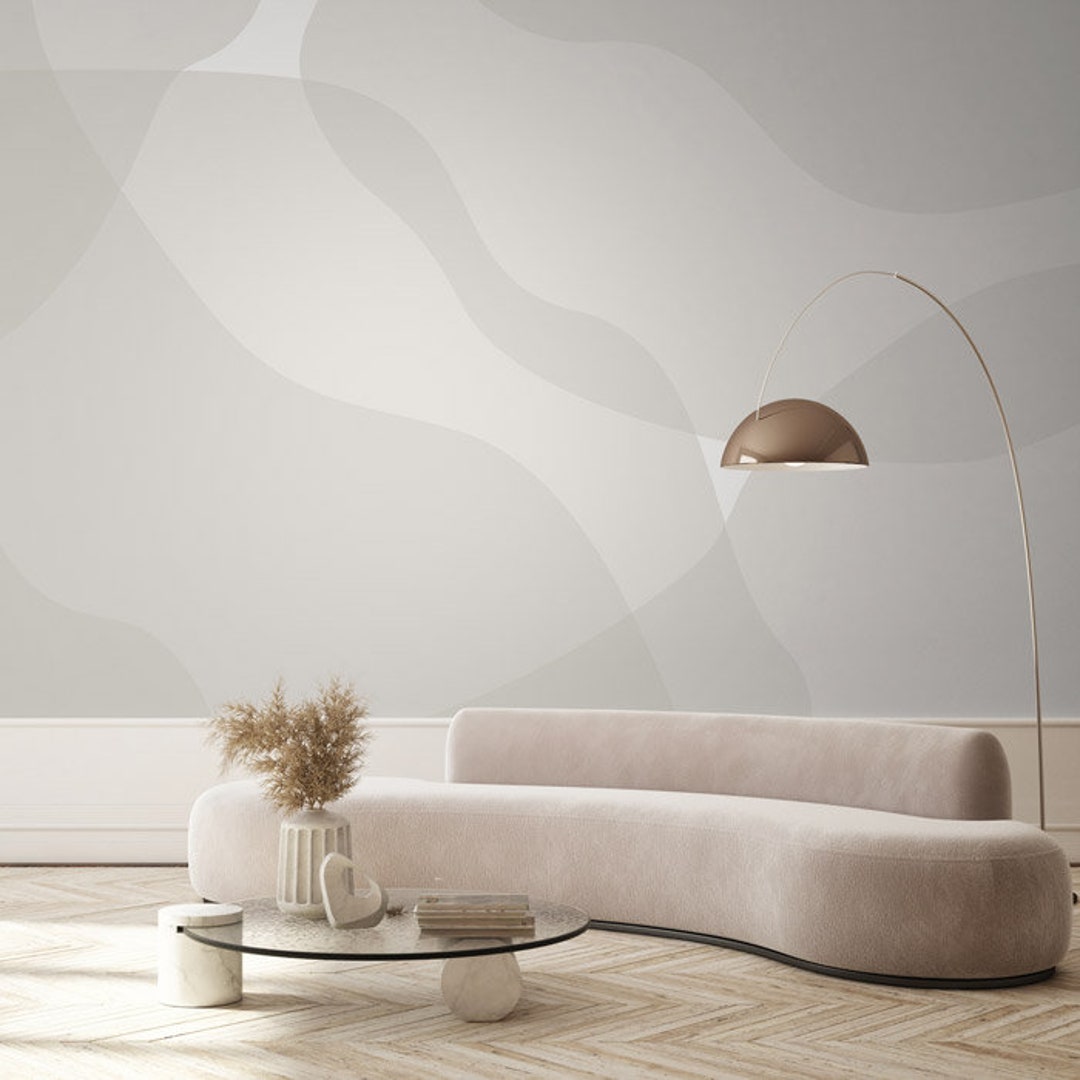 Cream Abstract Shapes Wallpaper Mural, Paste the Wall, Removable Peel ...
