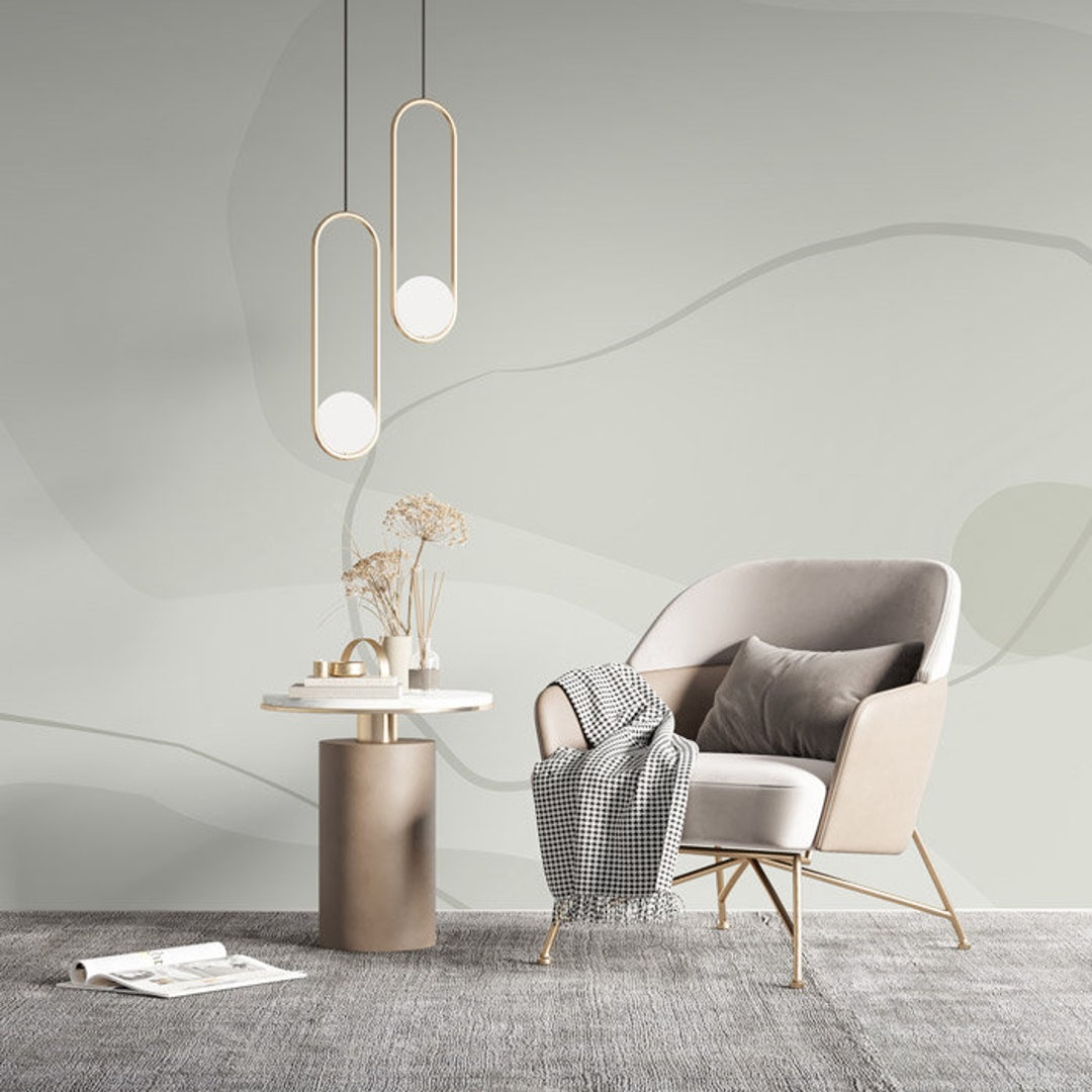 Green & Grey Funky Abstract Wallpaper Mural, Paste the Wall, Removable ...