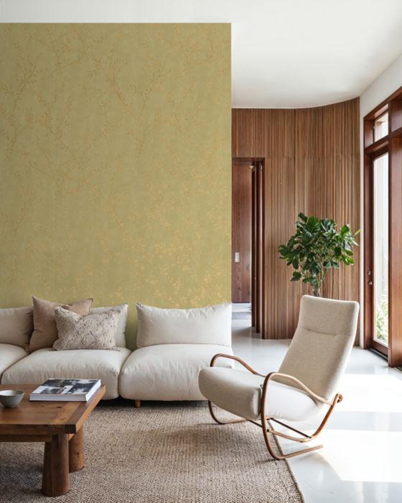 Beige & Gold Metallic Cherry Blossom Wall Mural Hanami, Luxury ...