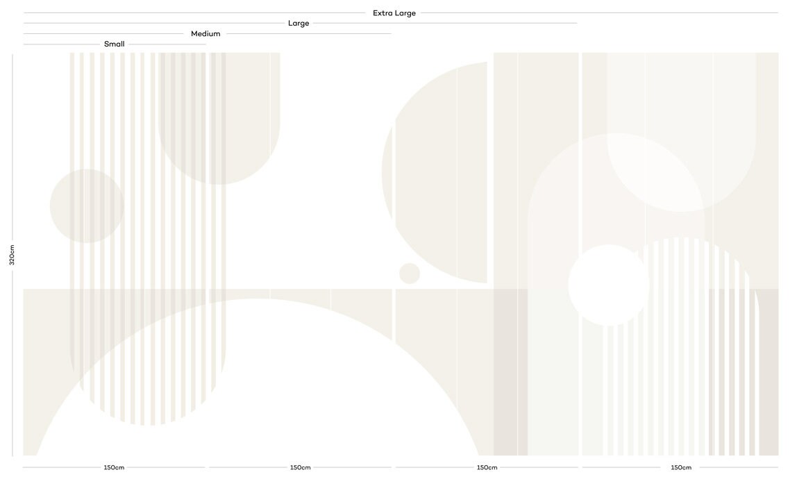 Cream & White Retro Abstract Wallpaper Mural, Paste the Wall, Removable ...