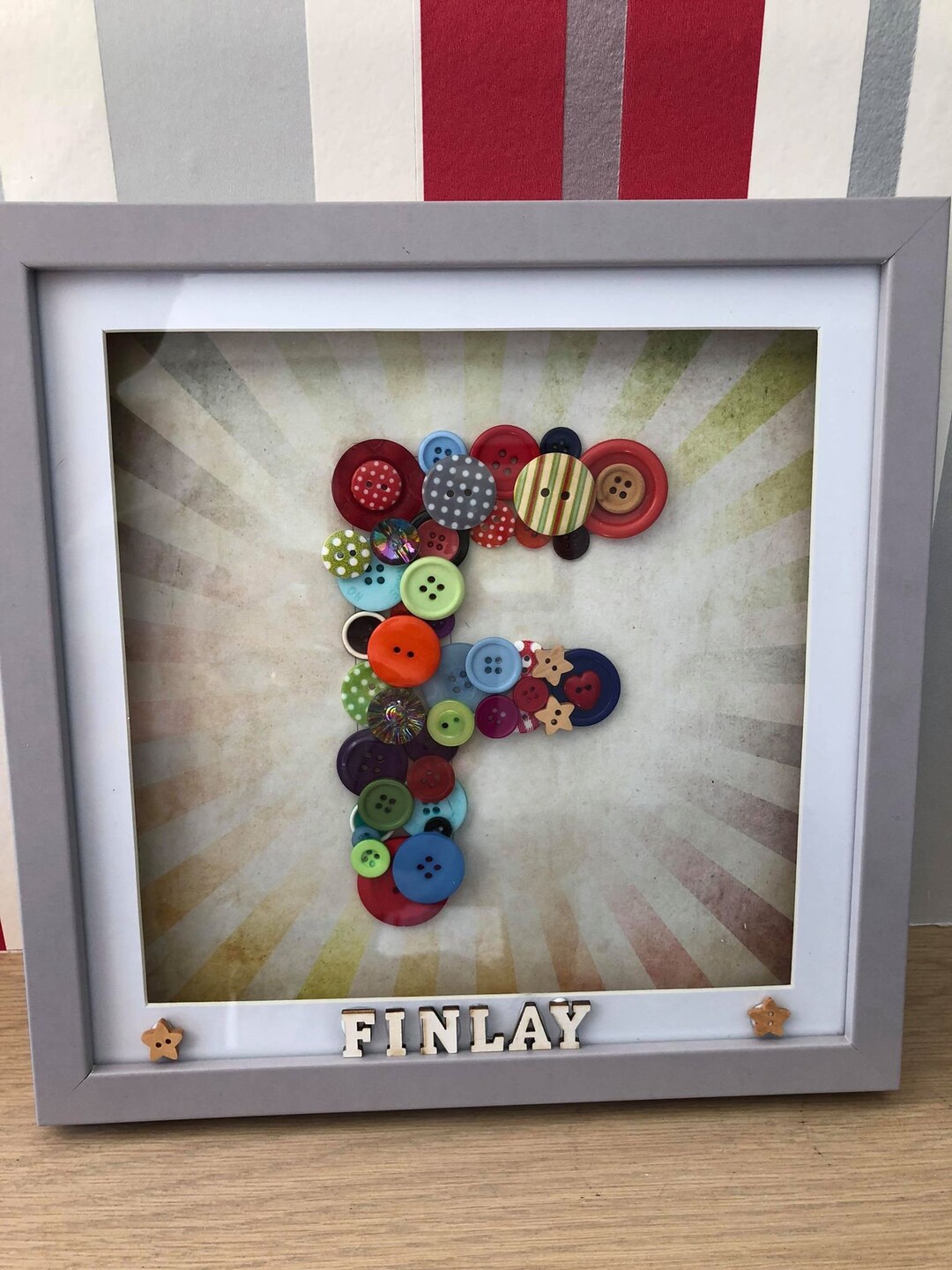 Personalised Bespoke Button Wall Art, New Baby, Christmas, Birthday ...