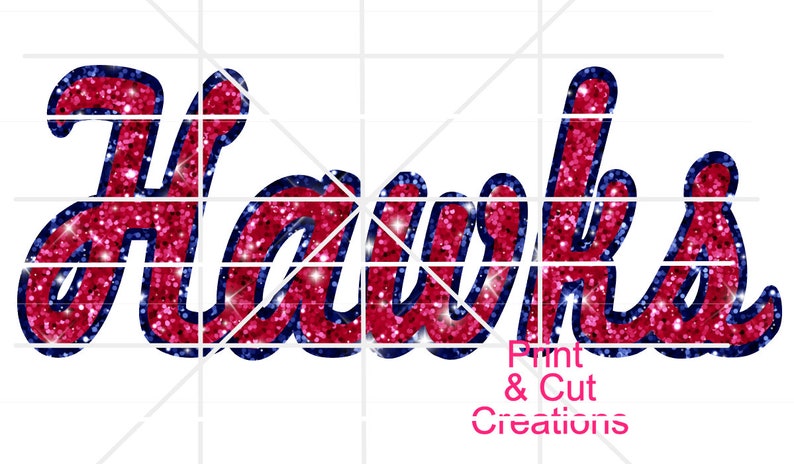 Hawks Faux Glitter Mascot: Heat Transfer Sublimation PNG (digital ...