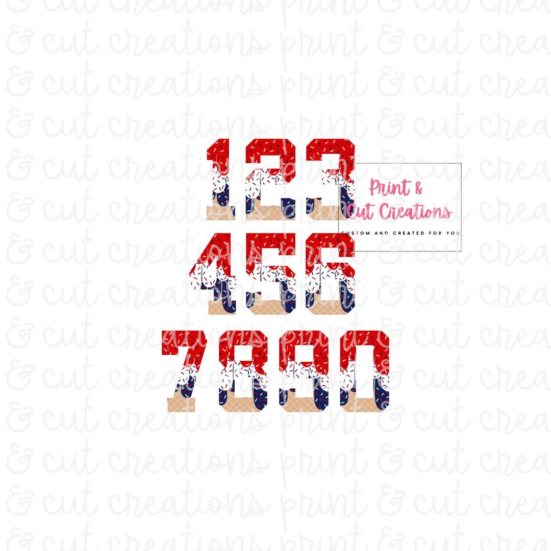 Patriotic Drip Numbers PNG: 4th of July Baseball Design (digital ...