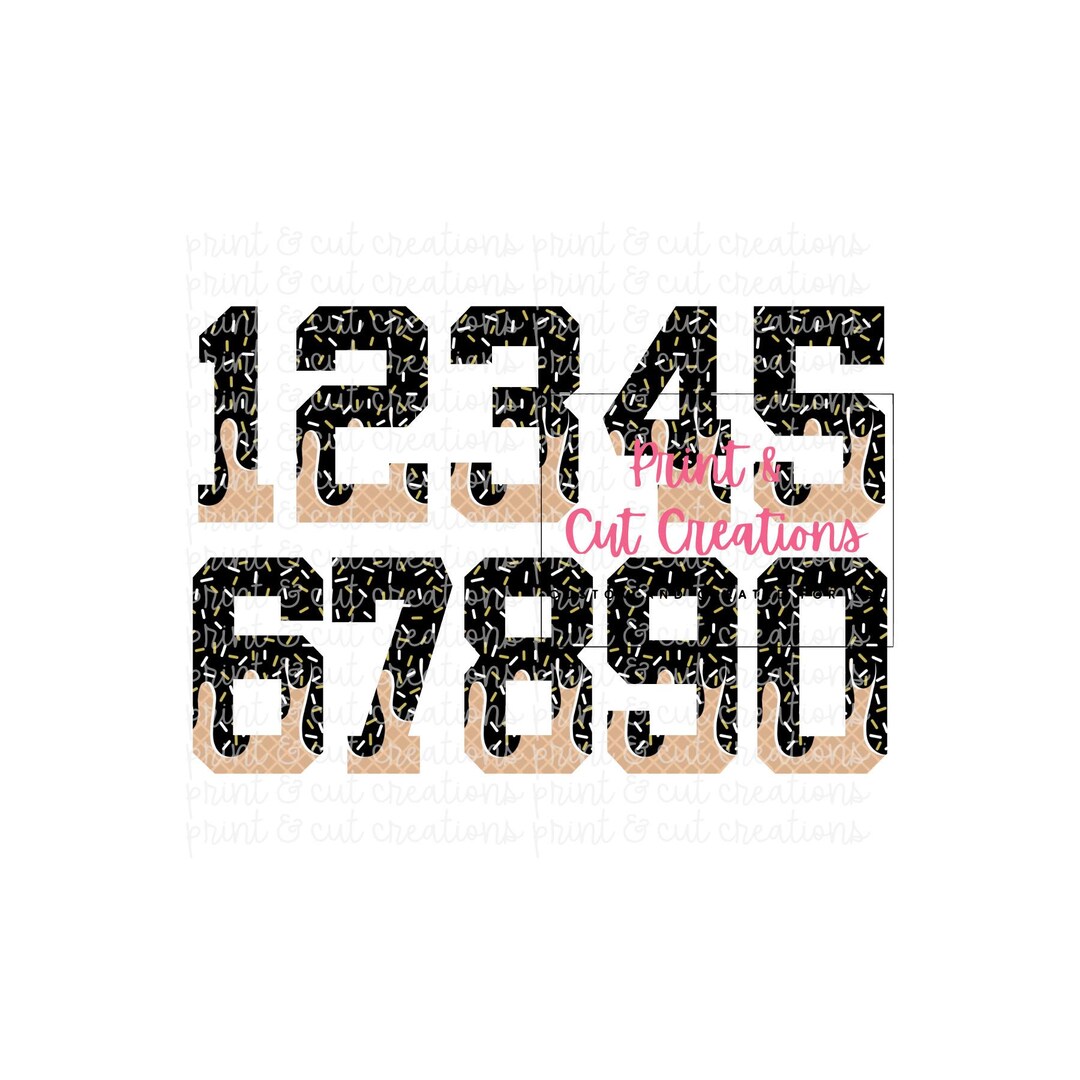Black Gold Sprinkle Drip Numbers 0-9 Baseball Life Sprinkle Drip Ice ...