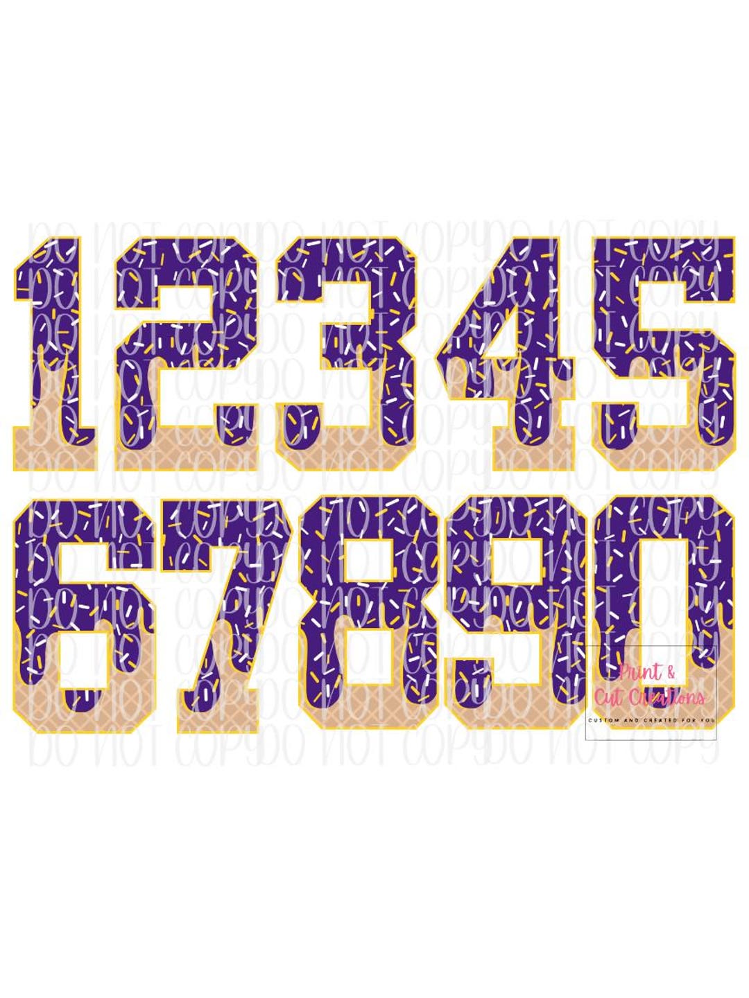 Purple Gold Sprinkle Drip Numbers: Baseball Life Design (digital ...