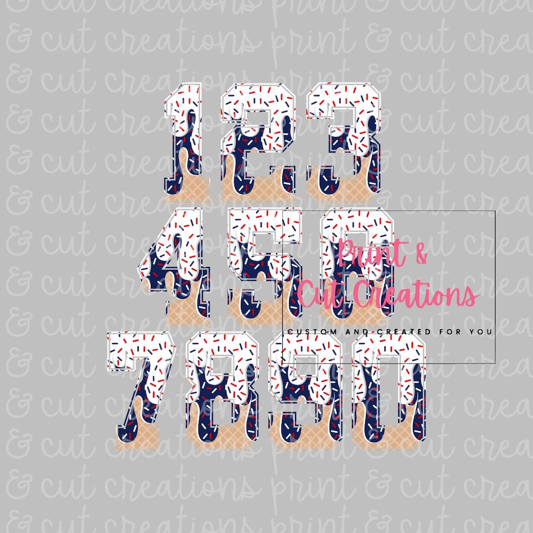 Ice Cream Drip Numbers 0-9: White Navy PNG (digital Download) - Etsy