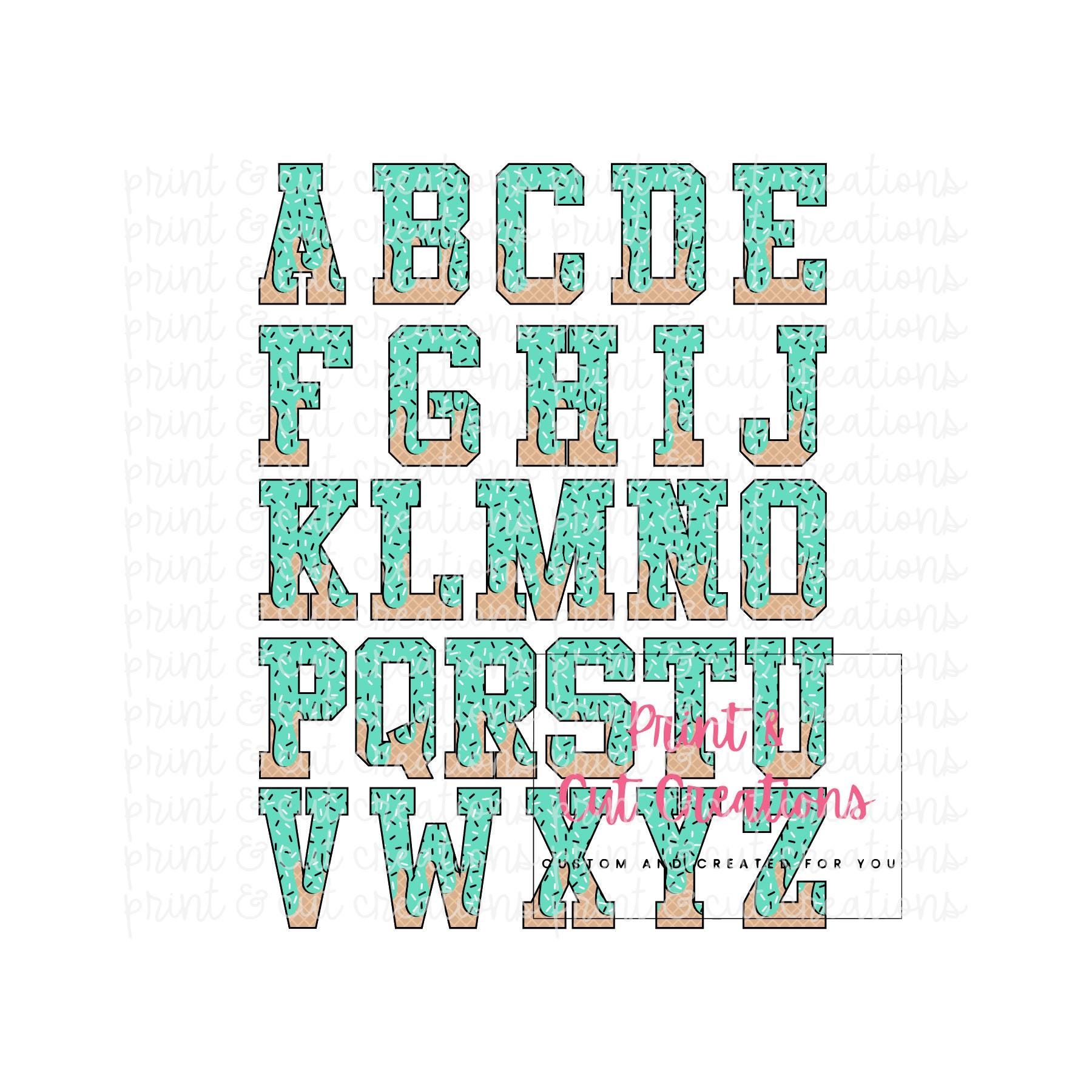 Sprinkle Drip Alphabet PNG: Baseball, Softball, Ice Cream Font (digital ...