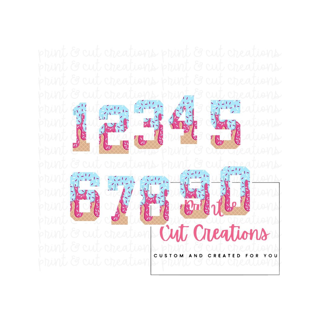 Sprinkle Drip Numbers PNG: Baseball, Softball, Ice Cream (digital) - Etsy