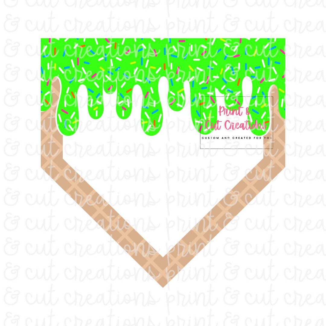 Neon Baseball Drip PNG: Sprinkle Ice Cream Plate (digital Download) - Etsy