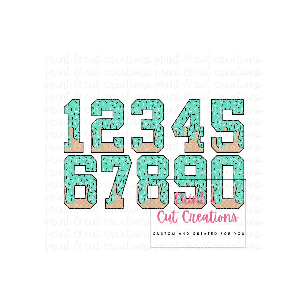 MINT Sprinkle Drip Numbers 0-9 Baseball Life Custom Drawn Sprinkle Drip ...